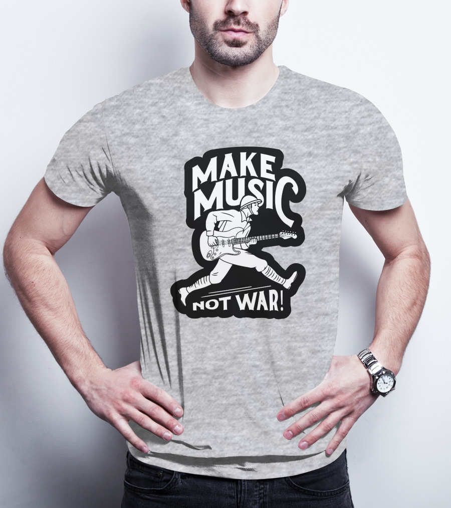 Matt Pinfield Make Music Not War Guitar Soldier Iconic Message T-Shirt