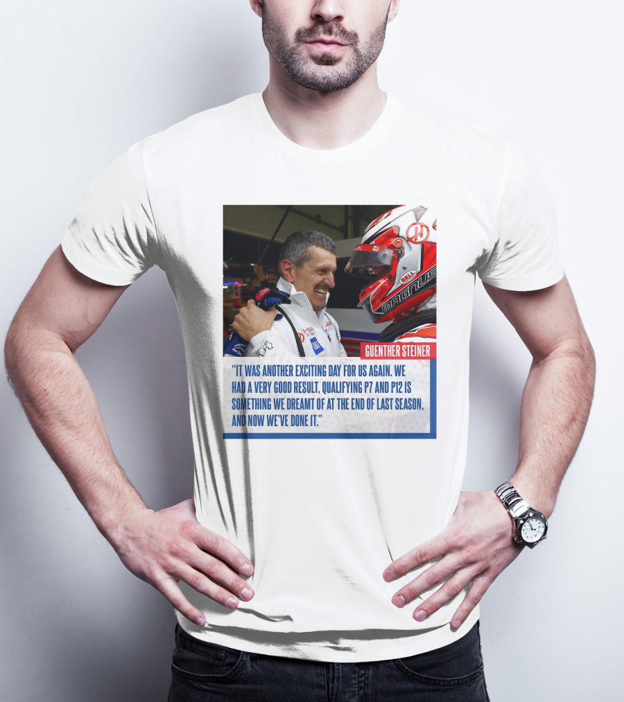 Guenther Steiner Haas F1 Bahrain GP Qualifying P7 P12 Achievement T-Shirt