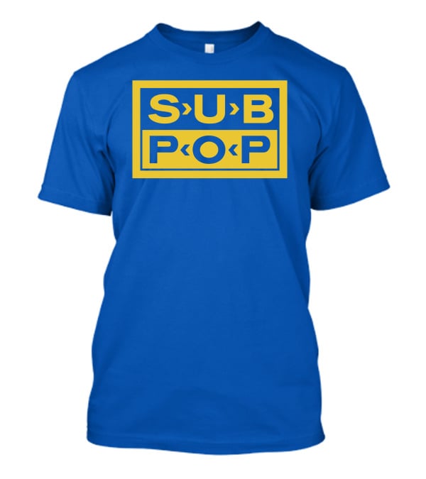 Sub Pop Records Megamart Store Logo Blue Background T-Shirt