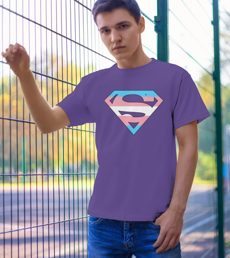 Superman Logo Trans Flag Trans Rights Are Human Rights T-Shirt
