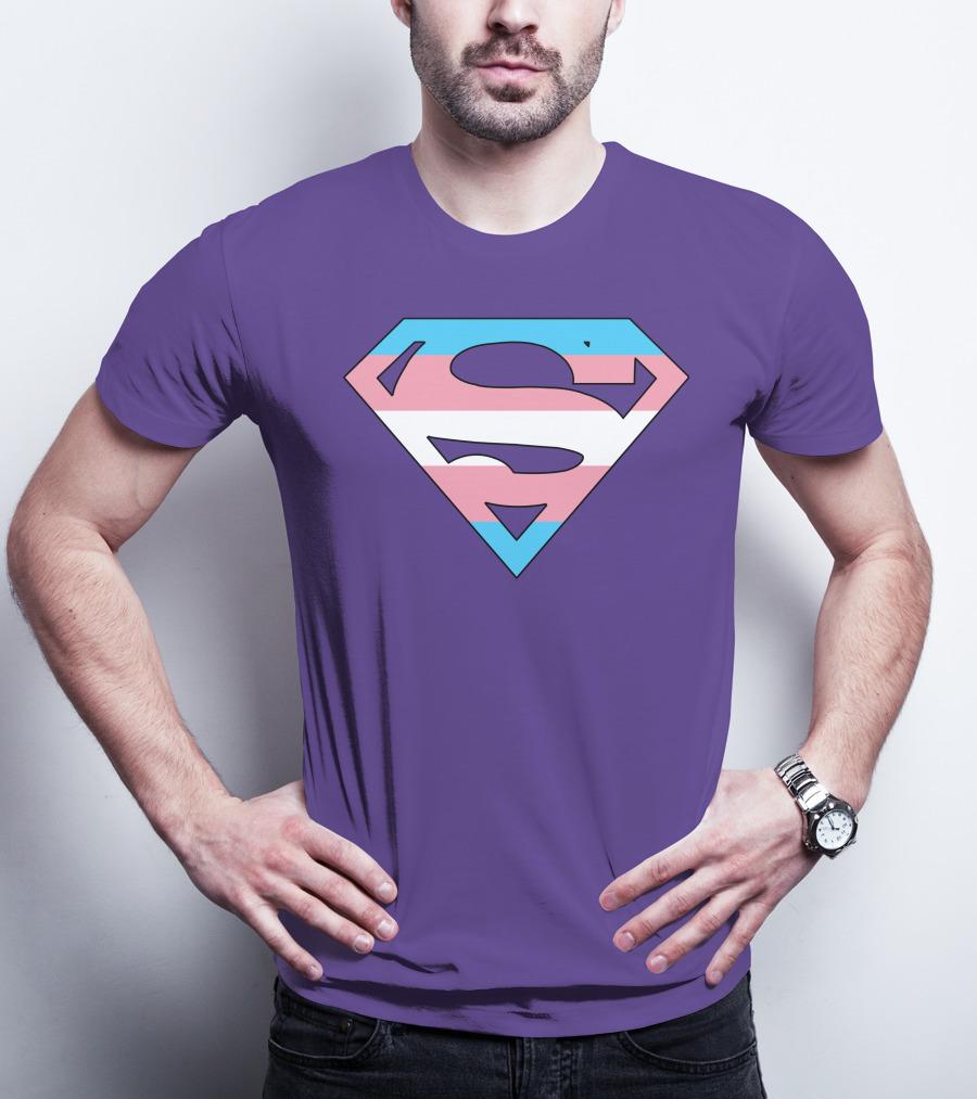 Superman Logo Trans Flag Trans Rights Are Human Rights T-Shirt