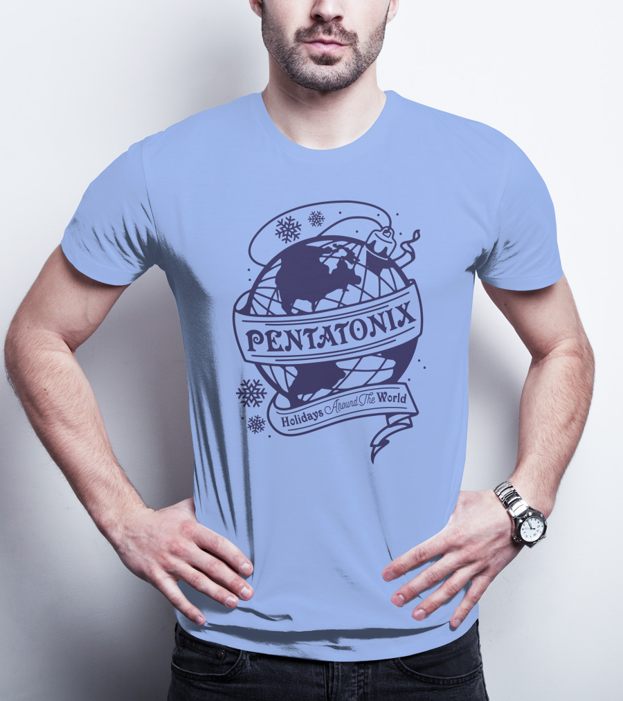 Pentatonix Holidays Around The World Globe And Snowflakes T-Shirt