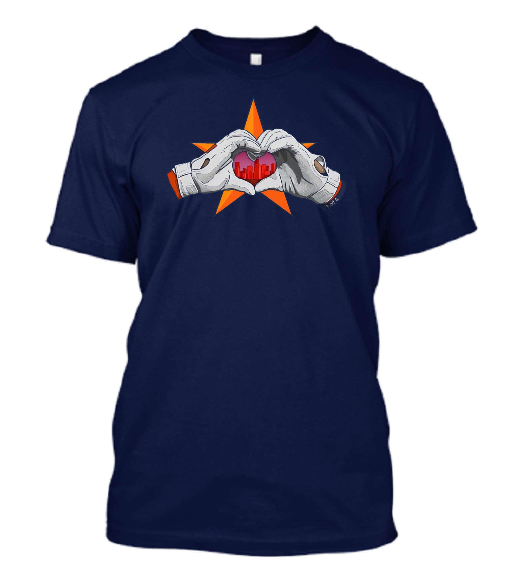 713Shirts Love Hou Astronaut Hands Heart Skyline Star Background T-Shirt