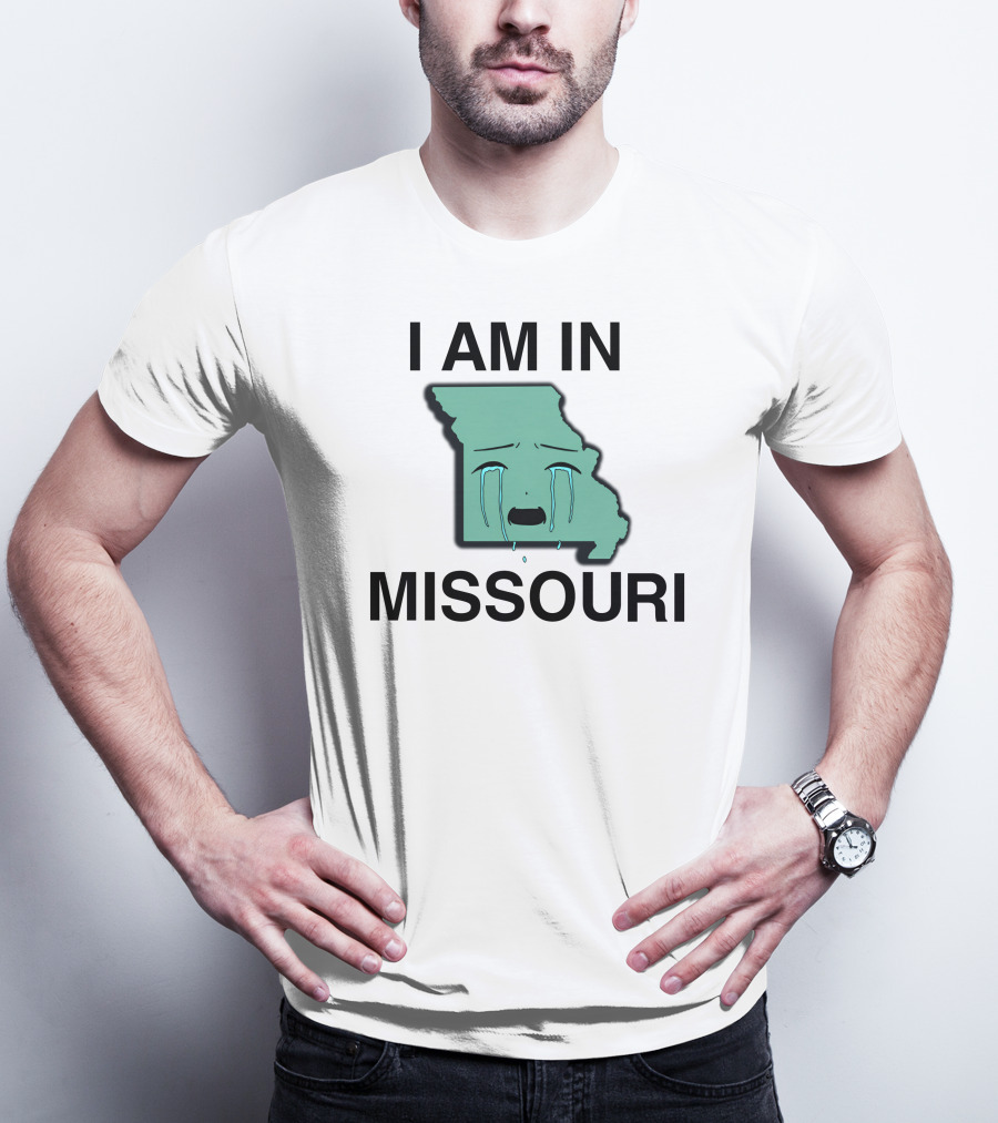I Am In Missouri Crying State Map T-Shirt