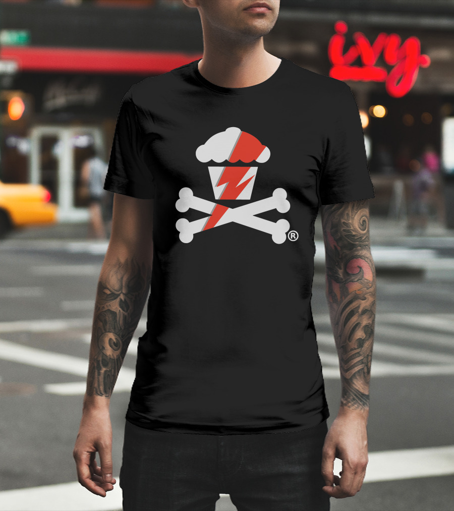 James Gunn Cupcake Crossbones Logo With Lightning Bolt T-Shirt