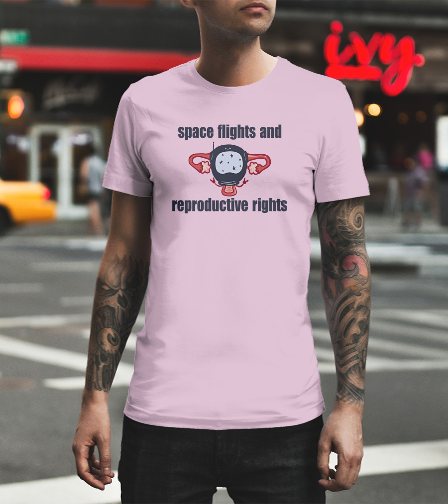 Space Flights And Reproductive Rights Emily Calandrelli Wearing Space Light T-Shirt