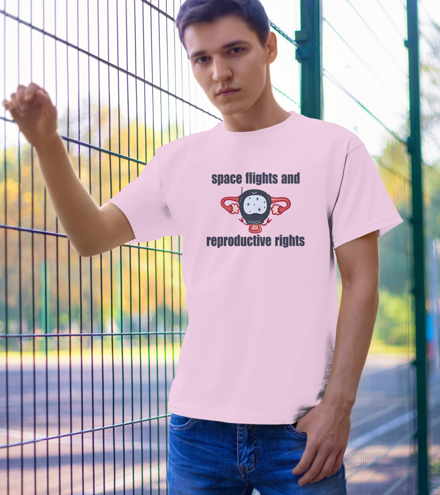 Space Flights And Reproductive Rights Emily Calandrelli Wearing Space Light T-Shirt
