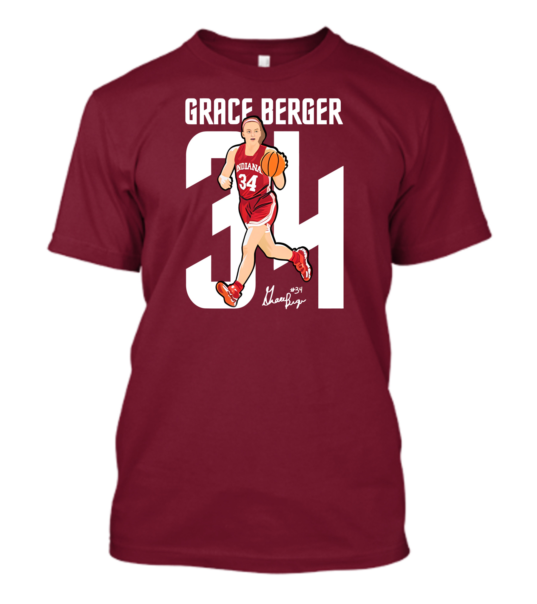 Grace Berger Indiana Basketball 34 Signature Player T-Shirt