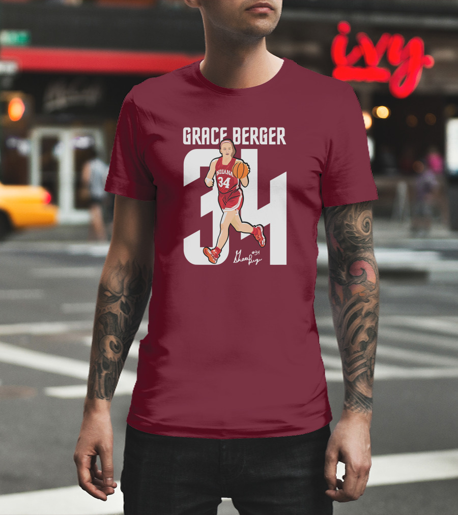 Grace Berger Indiana Basketball 34 Signature Player T-Shirt