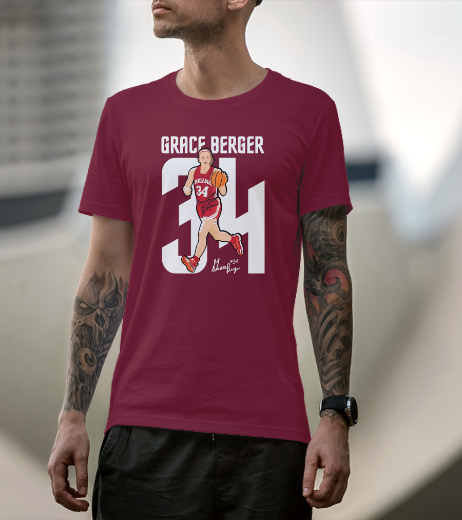 Grace Berger Indiana Basketball 34 Signature Player T-Shirt