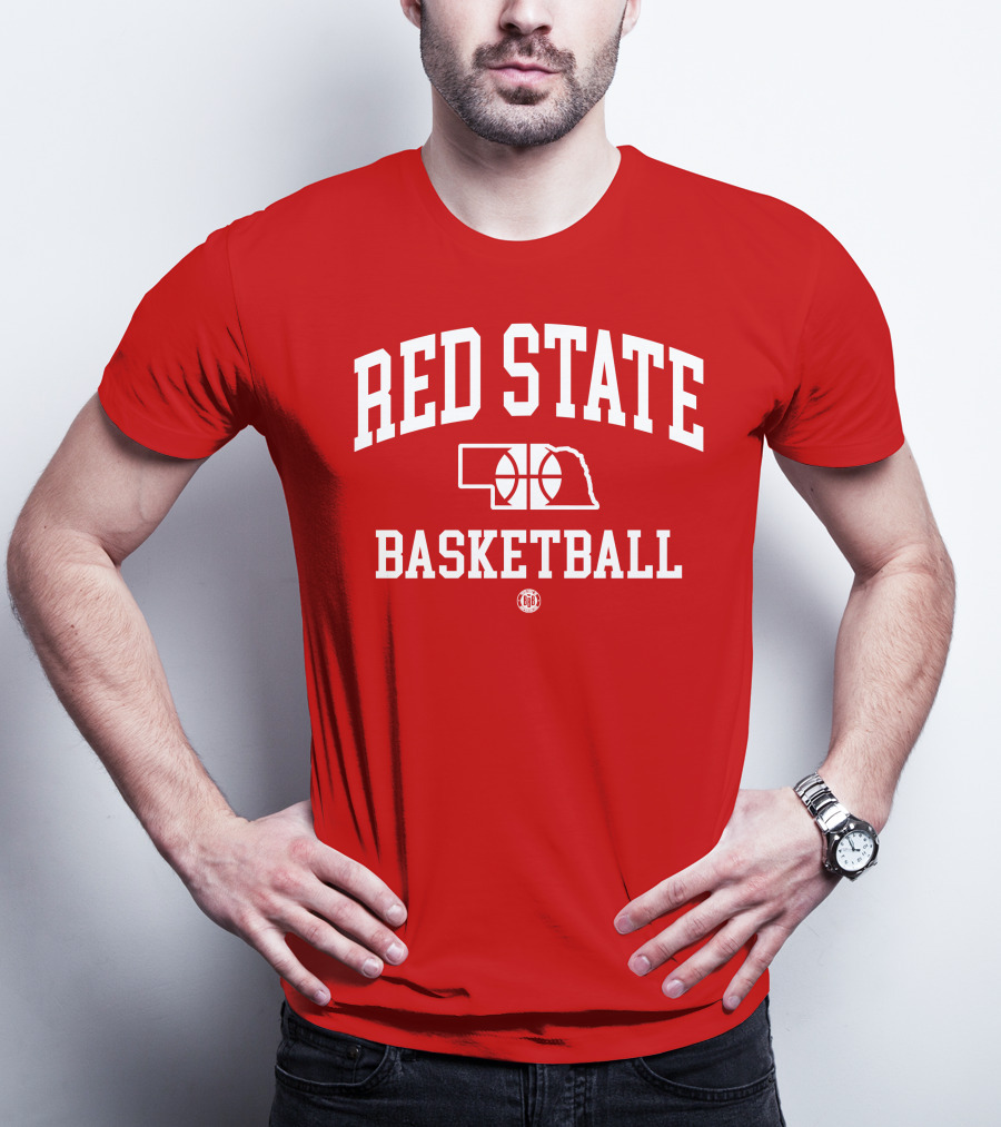 Red State Basketball Nebraska Outline Bbbprinting T-Shirt