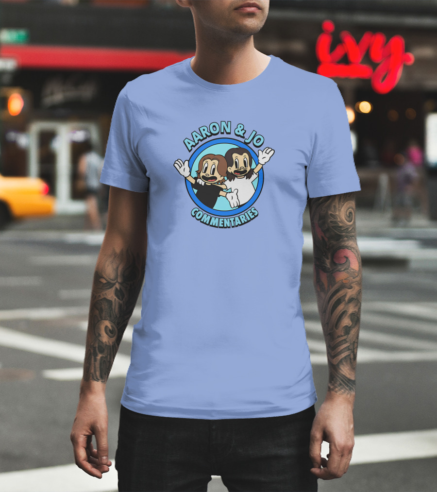 Crowdmade Aaron And Jo Commentaries Cartoon Style Blue Circle T-Shirt