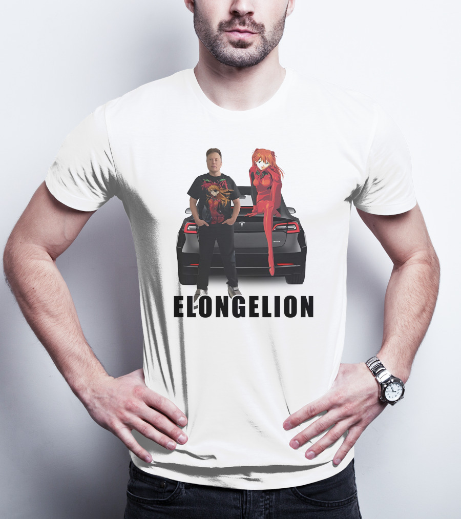 Goofyahhtees Elongelion Tesla Anime Fusion T-Shirt