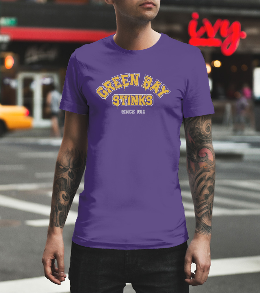 Green Bay Stinks Since 1919 John Randle Purple Yellow Football Rivalry Joke T-Shirt