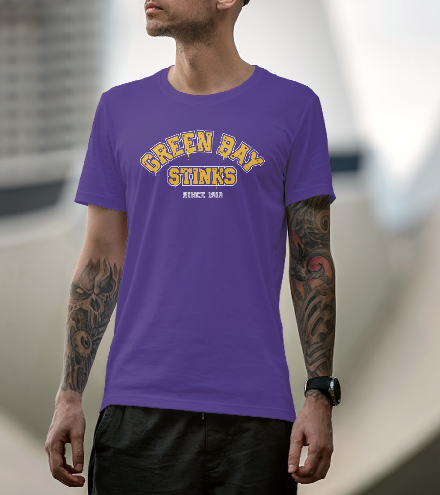 Green Bay Stinks Since 1919 John Randle Purple Yellow Football Rivalry Joke T-Shirt