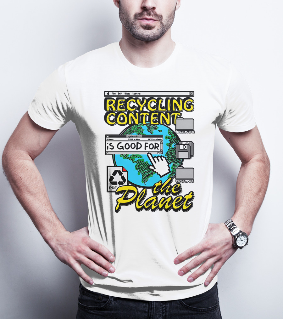 Recycling Content System Disk PDF Global Warm Earth Pics The Planet T-Shirt