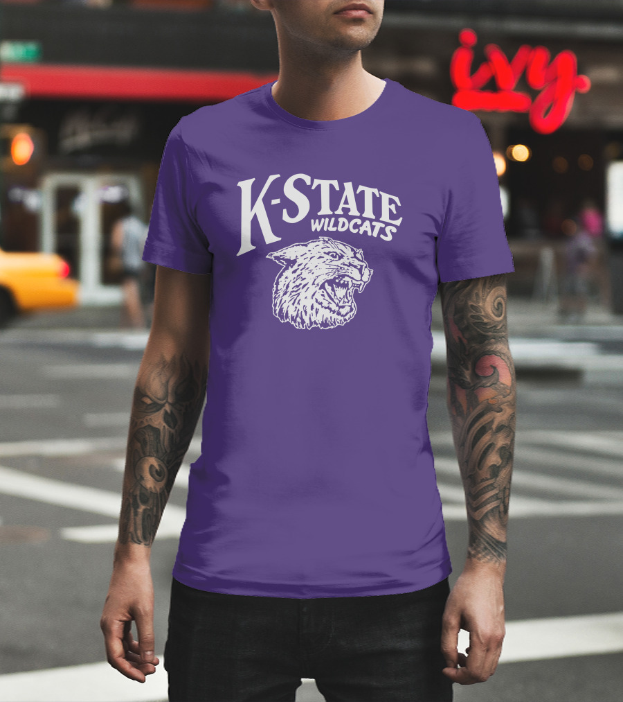 Charlie Hustle K-State Wildcats Vintage Purple Mascot T-Shirt