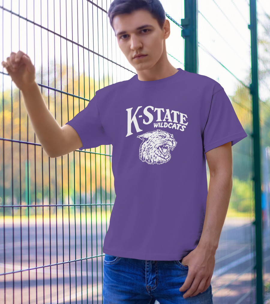 Charlie Hustle K-State Wildcats Vintage Purple Mascot T-Shirt