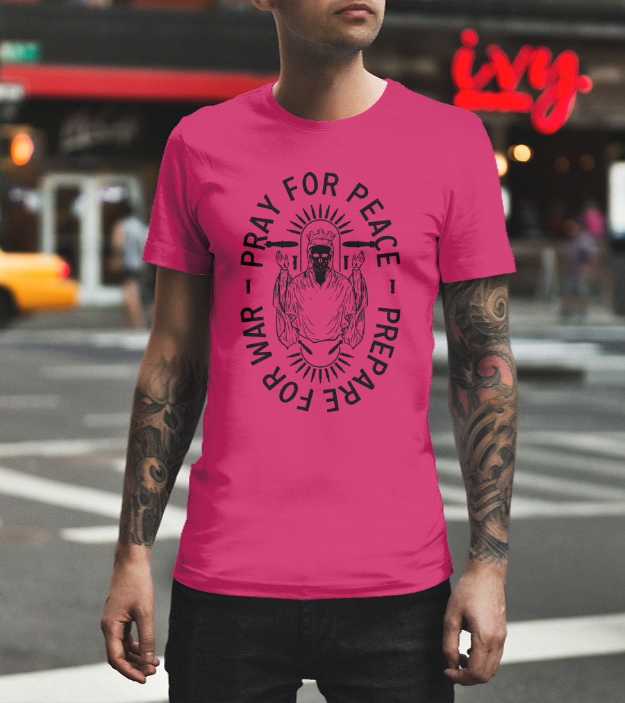 Lord Bell Pray For Peace Prepare For War Skeleton Halo T-Shirt