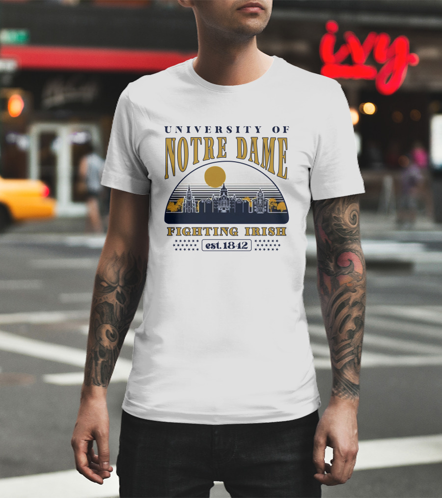 University Of Notre Dame Fighting Irish Est 1842 Classic Skyline T-Shirt