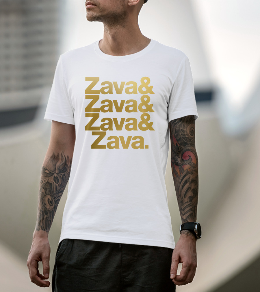 Zava Zava Zava Zava Gold Text Repetition T-Shirt