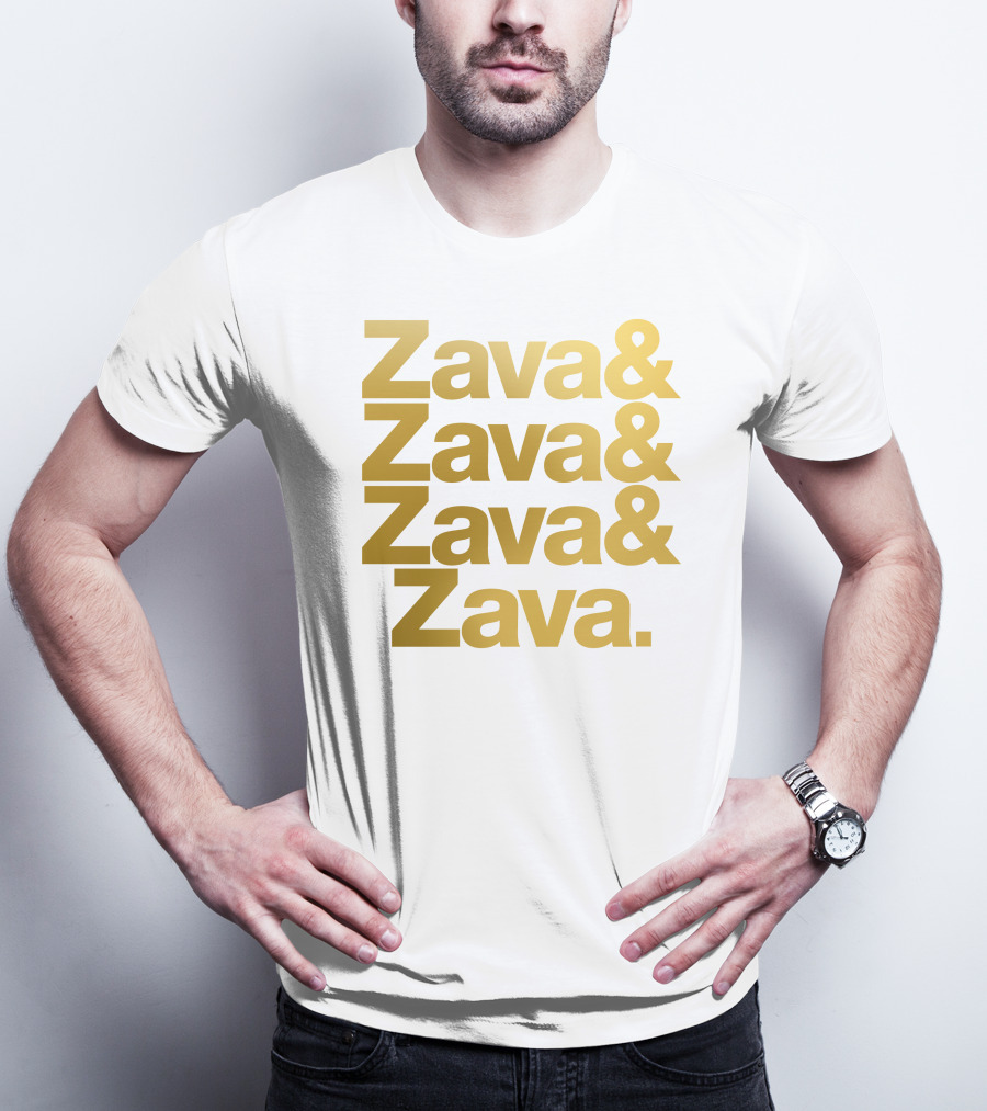 Zava Zava Zava Zava Gold Text Repetition T-Shirt