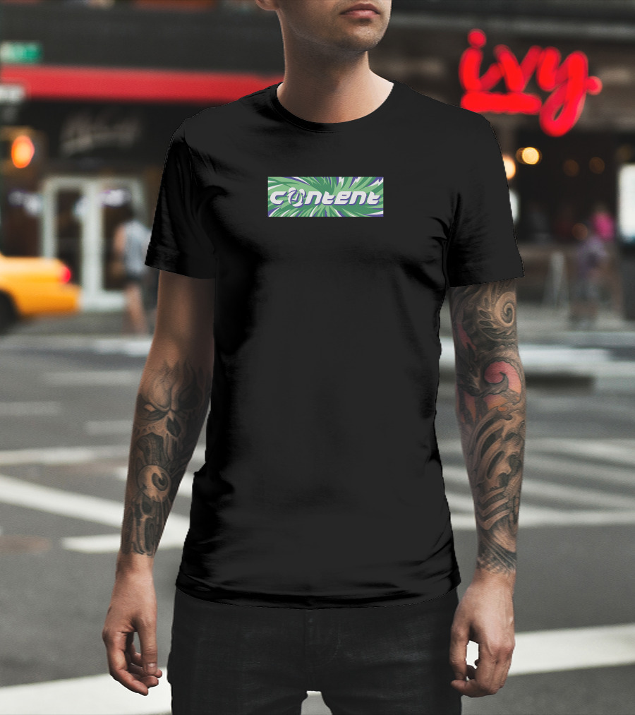 Content Bold Logo Green And Purple Swirl Aboutimejoey T-Shirt