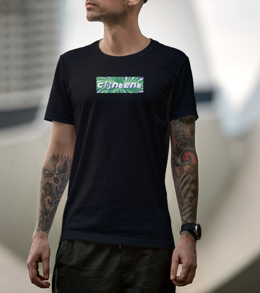 Content Bold Logo Green And Purple Swirl Aboutimejoey T-Shirt