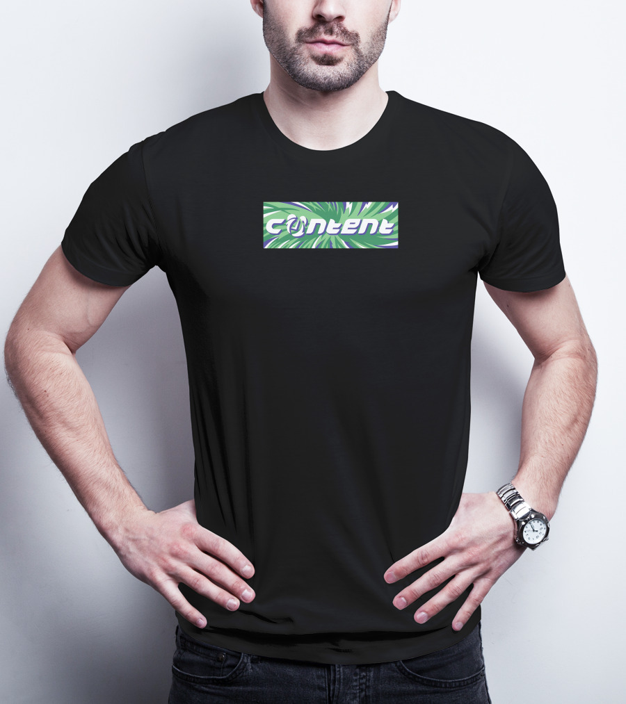 Content Bold Logo Green And Purple Swirl Aboutimejoey T-Shirt