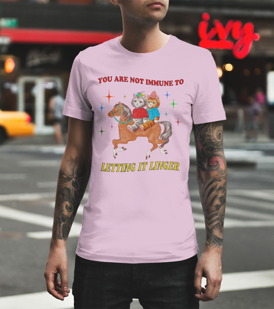 You Are Not Immune To Letting It Linger Cats On Horse With Colorful Stars T-Shirt