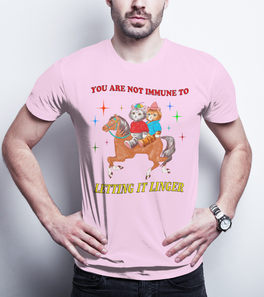 You Are Not Immune To Letting It Linger Cats On Horse With Colorful Stars T-Shirt