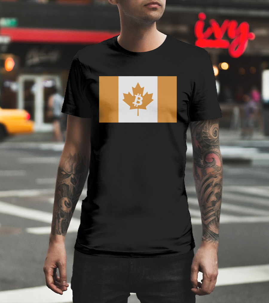 The Best Business Show Merch Bitcoin Canada Maple Leaf Orange Flag T-Shirt