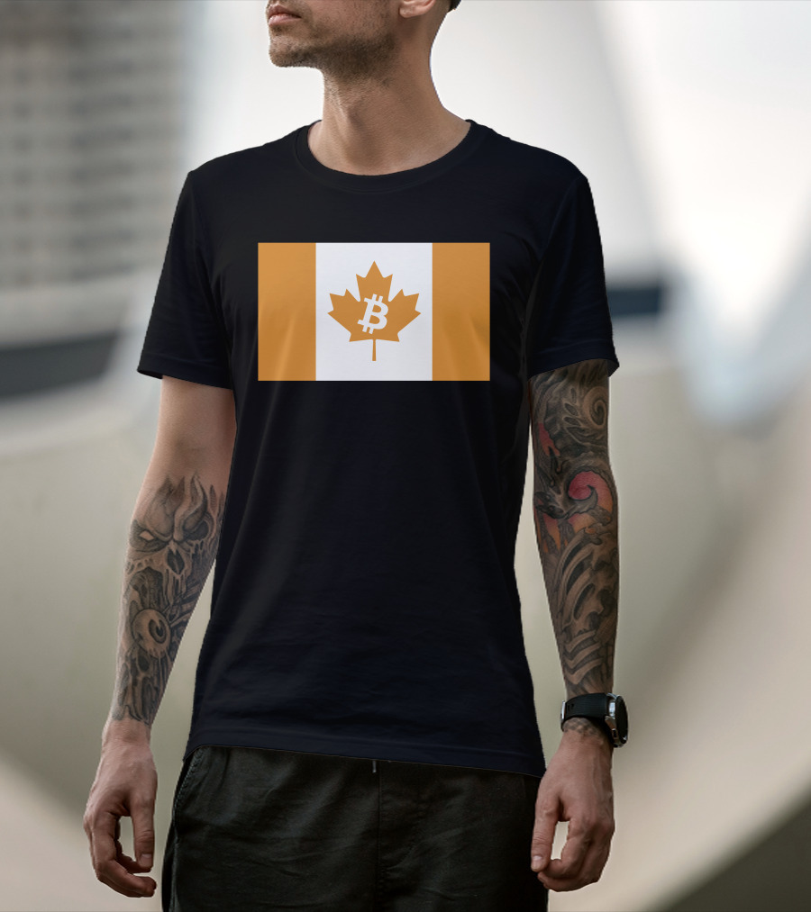 The Best Business Show Merch Bitcoin Canada Maple Leaf Orange Flag T-Shirt