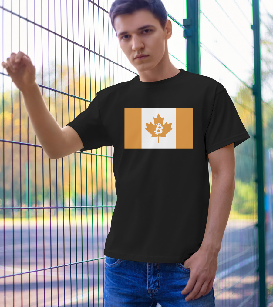 The Best Business Show Merch Bitcoin Canada Maple Leaf Orange Flag T-Shirt