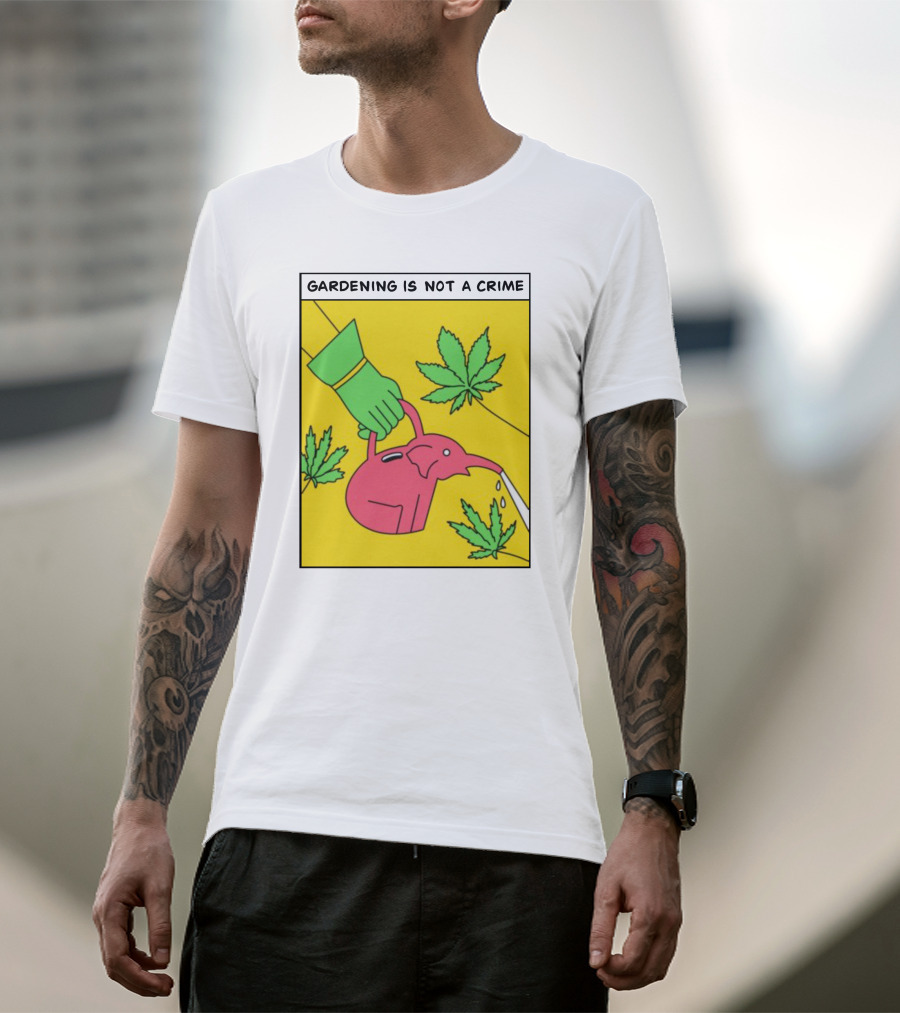 Gardening Is Not A Crime Hand Watering Can Cannabis Leaves T-Shirt