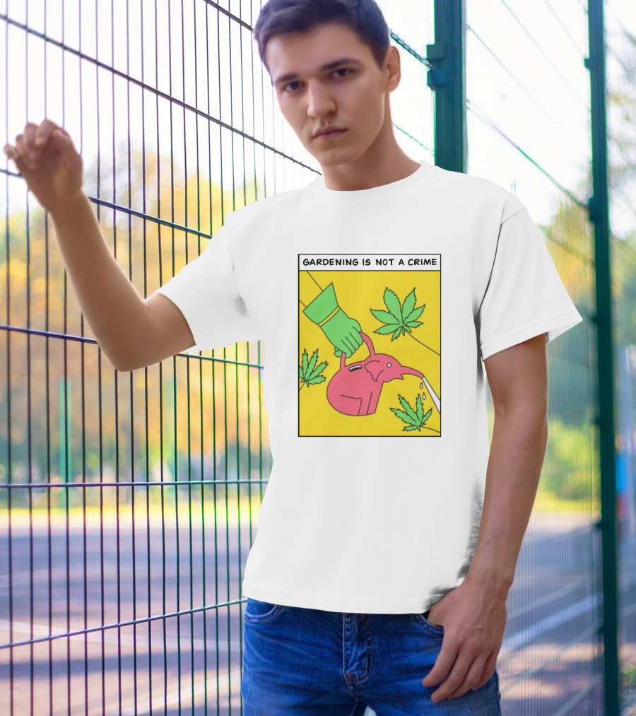 Gardening Is Not A Crime Hand Watering Can Cannabis Leaves T-Shirt