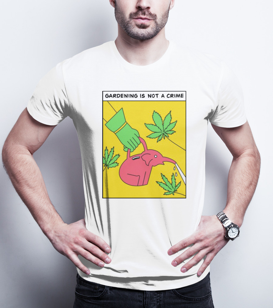 Gardening Is Not A Crime Hand Watering Can Cannabis Leaves T-Shirt