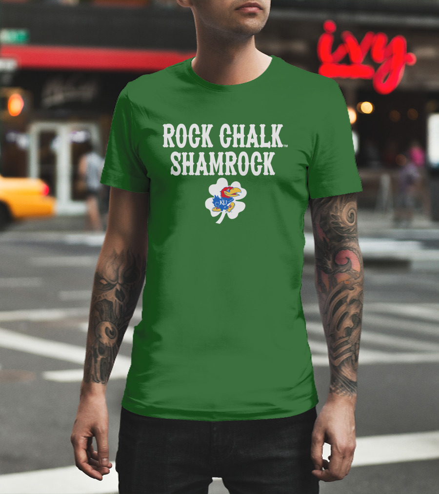 Rock Chalk Shamrock Kansas Jayhawks St Patrick’s Day Green T-Shirt