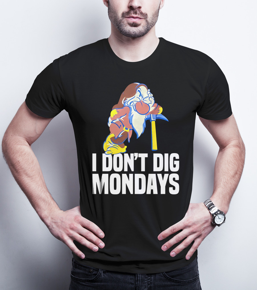 Grumpy I Don’t Dig Mondays Dwarf With Pickaxe T-Shirt