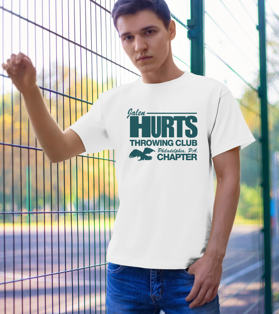 Jalen Hurts Throwing Club Philadelphia PA Chapter Eagles Fan Gear T-Shirt
