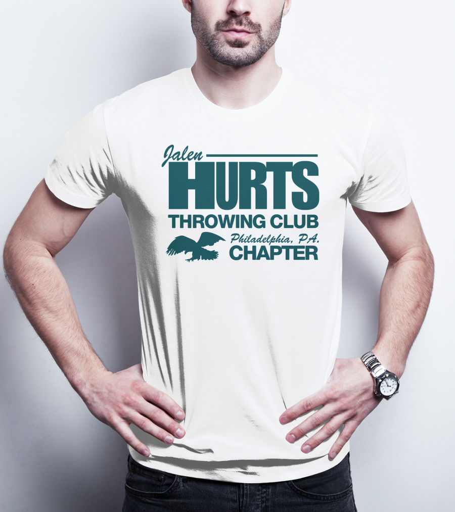 Jalen Hurts Throwing Club Philadelphia PA Chapter Eagles Fan Gear T-Shirt