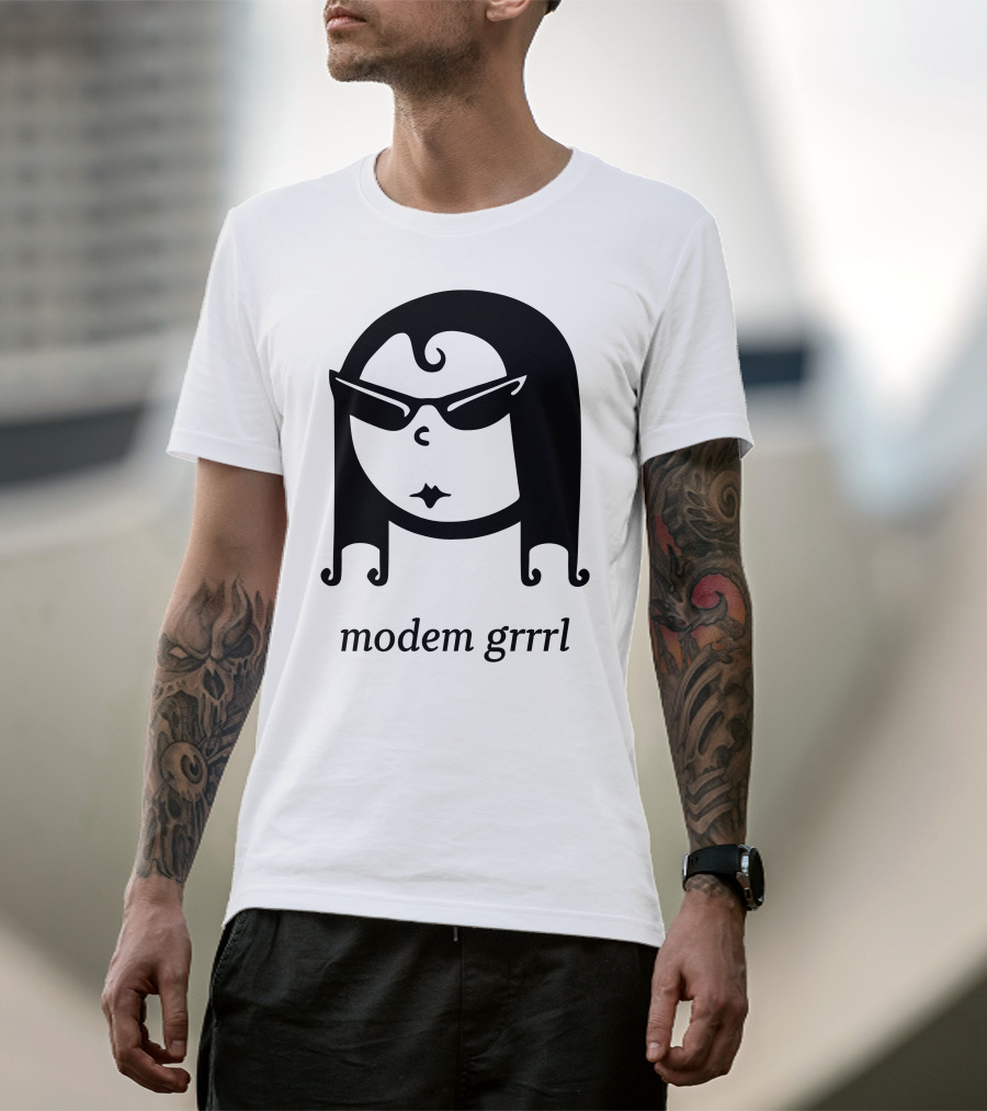 Modem Grrrl Sunglasses Illustrative T-Shirt