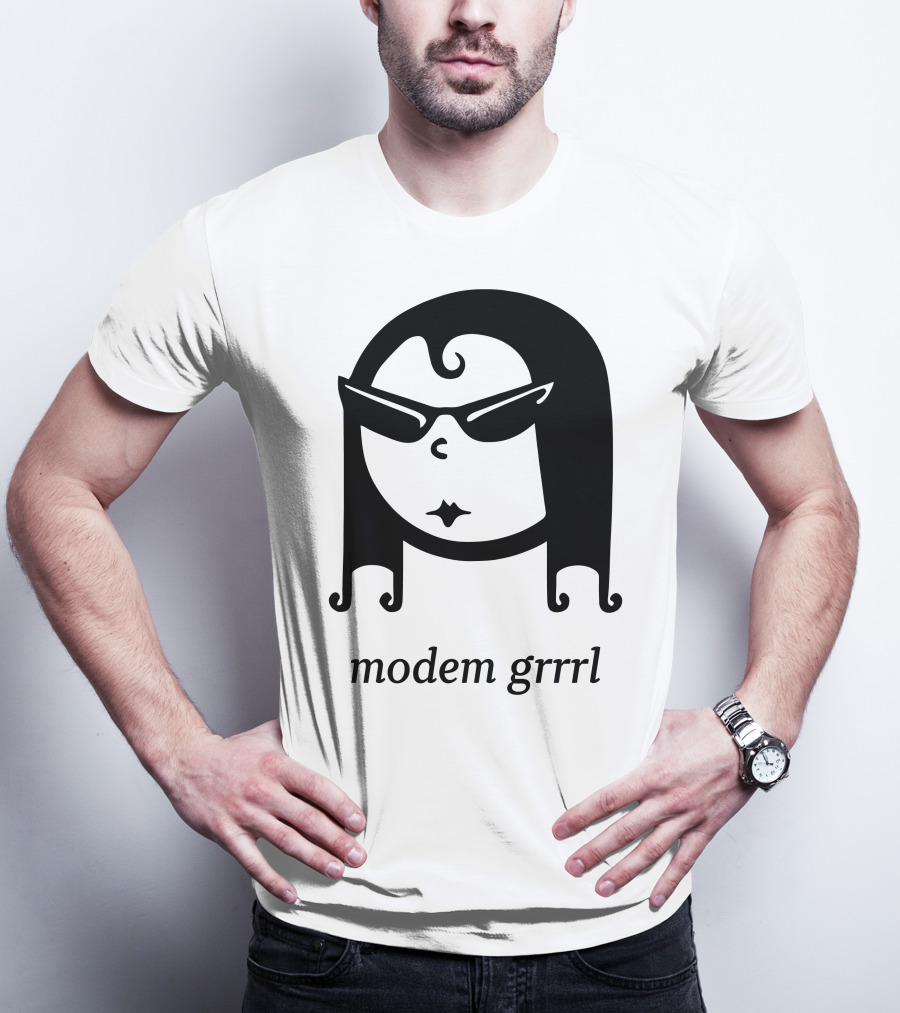 Modem Grrrl Sunglasses Illustrative T-Shirt