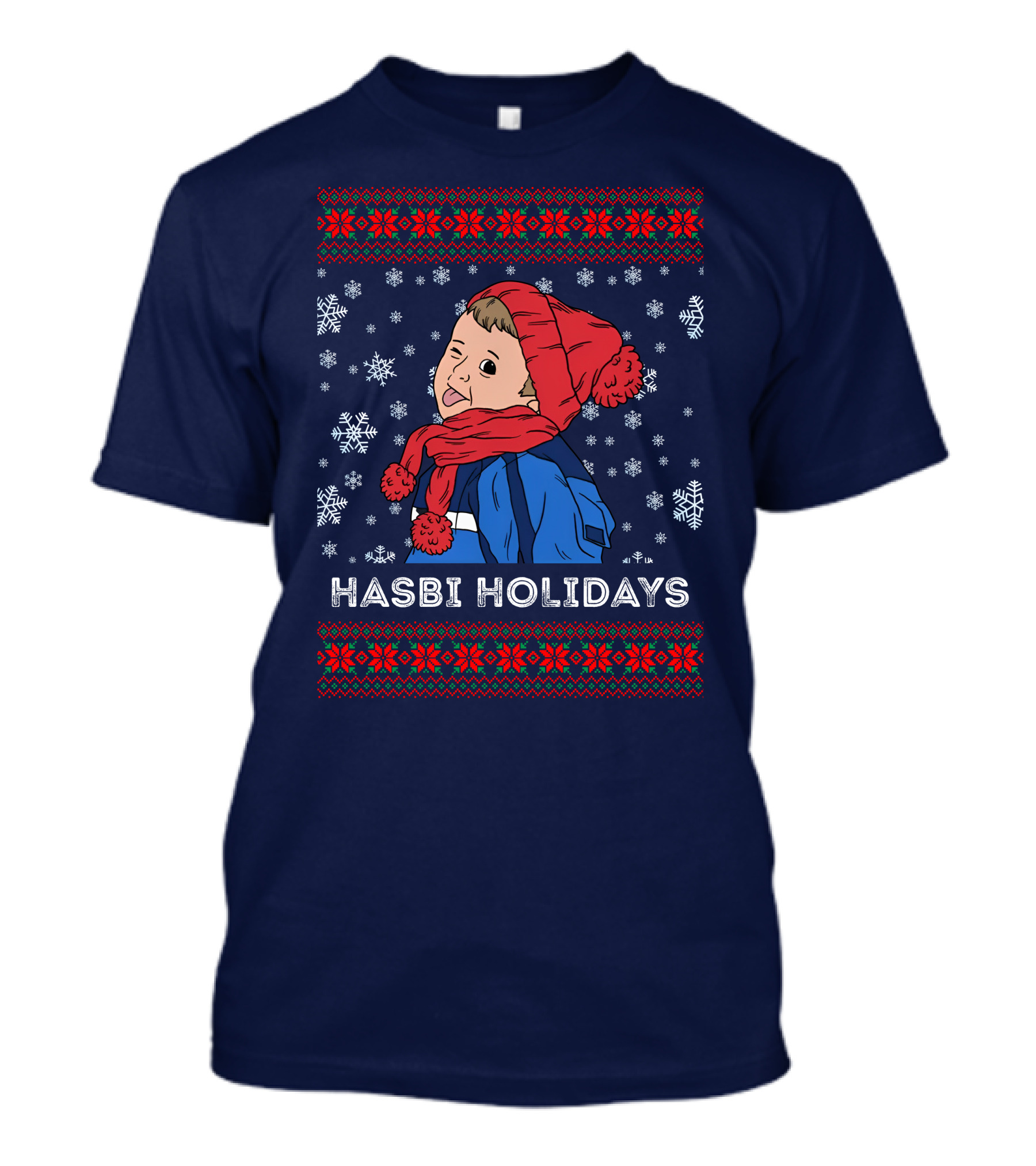 Hasbulla Merch Hasbi Holidays Snowflakes And Knit T-Shirt
