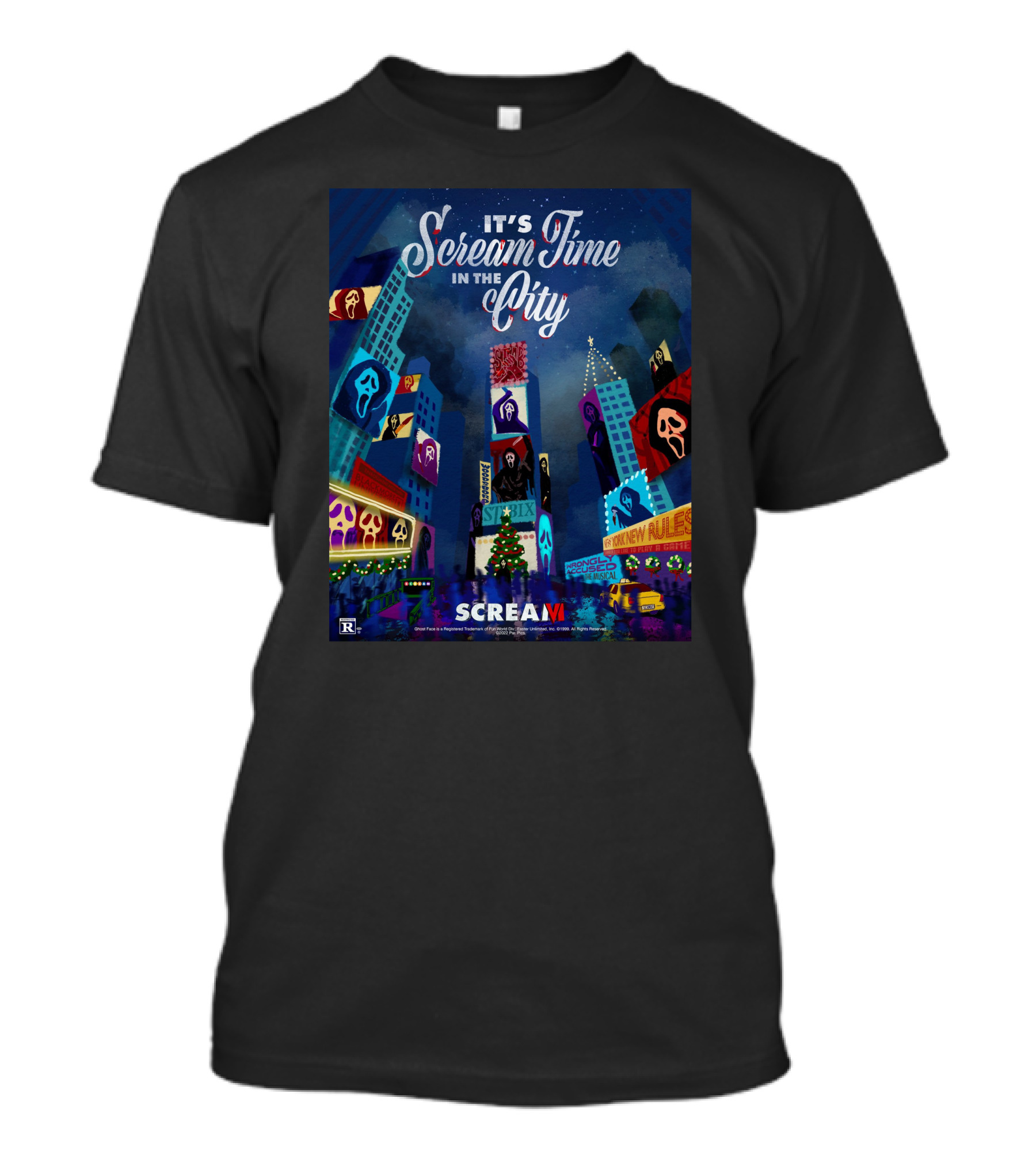 Scream Time In The City With Ghostface Masks And Skyscrapers T-Shirt