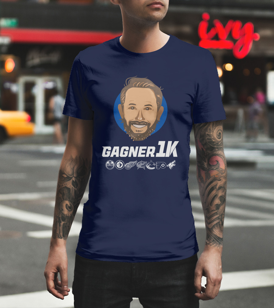 Gagner 1K Congrats Gags 1000 Career NHL Games Oilers Jets Red Wings Blue Jackets Canucks Flyers Coyotes T-Shirt