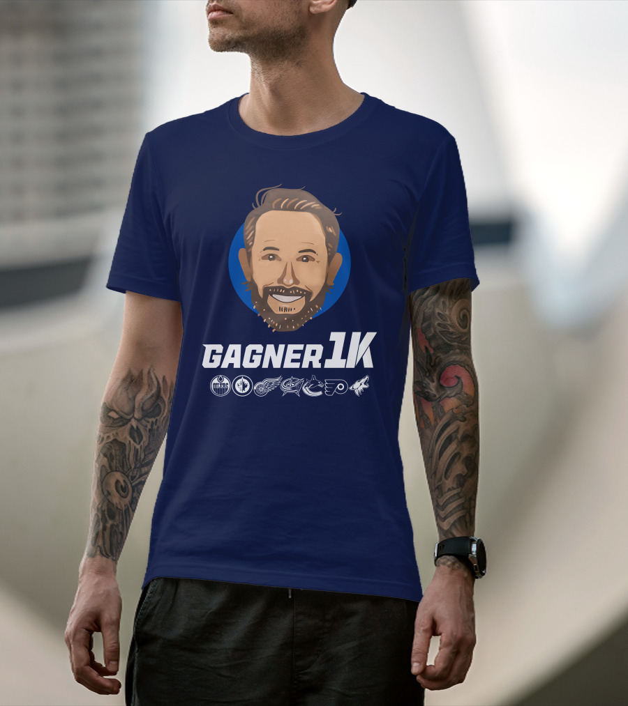 Gagner 1K Congrats Gags 1000 Career NHL Games Oilers Jets Red Wings Blue Jackets Canucks Flyers Coyotes T-Shirt