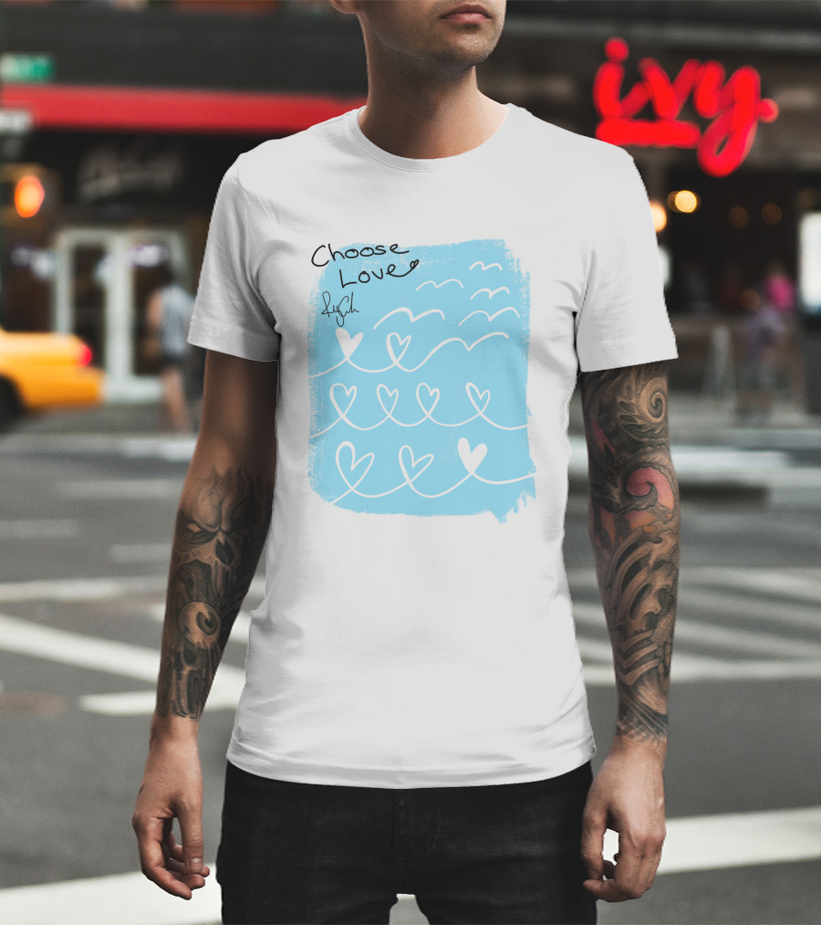 Freddy Carter Everpress Choose Love Heart Waves Blue Print T-Shirt