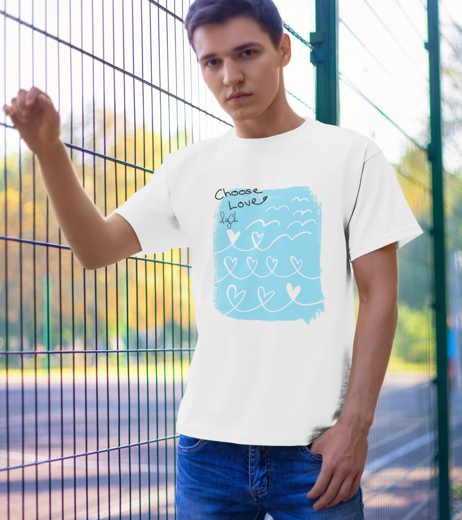Freddy Carter Everpress Choose Love Heart Waves Blue Print T-Shirt