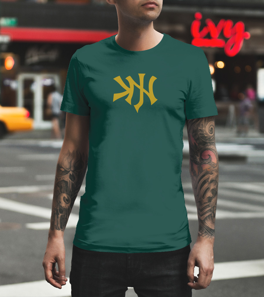 Knj Fanjoy Yankees Logo Green Gold T-Shirt